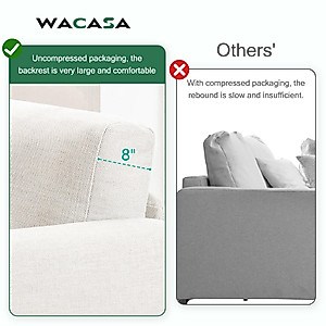 WACASA Convertible Sectional Sofa Couch with Storage, 3 Seat Sofa Modern Linen Fabric Upholstered L-Shaped Couch with 91.5'' Wide Seat, Comfy Sofa Sleeper Couches for Living Room Bedroom, Ivory