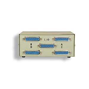 KENTEK DB25 4 Way Manual Data Switch Box RS-232 Parallel Serial D-Sub 25 Pin Female I/O ABCD Port for PC MAC to Peripherals Devices Printer Modem