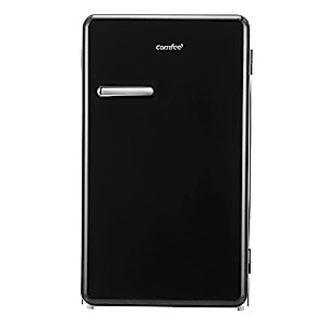 COMFEE 3.3 Cubic Feet Solo Series Retro Refrigerator Sleek Appearance HIPS Interior, Energy Saving, Adjustable Legs, Temperature Thermostat Dial, Removable Shelf, Perfect for Home/Dorm/Garage [Black]