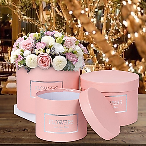 GnFlus Pink Gift Box Round Gift Boxes with Lids Set of 3 Nesting Gift Boxes for Presents Assorted Sizes Flower Boxes for Arrangements Birthday Wedding Bridesmaid Graduation Christmas Party Gift Bags