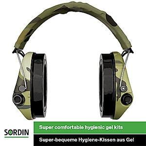 Sordin Supreme Pro-X LED Ear Defenders for Hunting & Shooting - Active & Electronic - Camo Band - Camo Ear Muffs