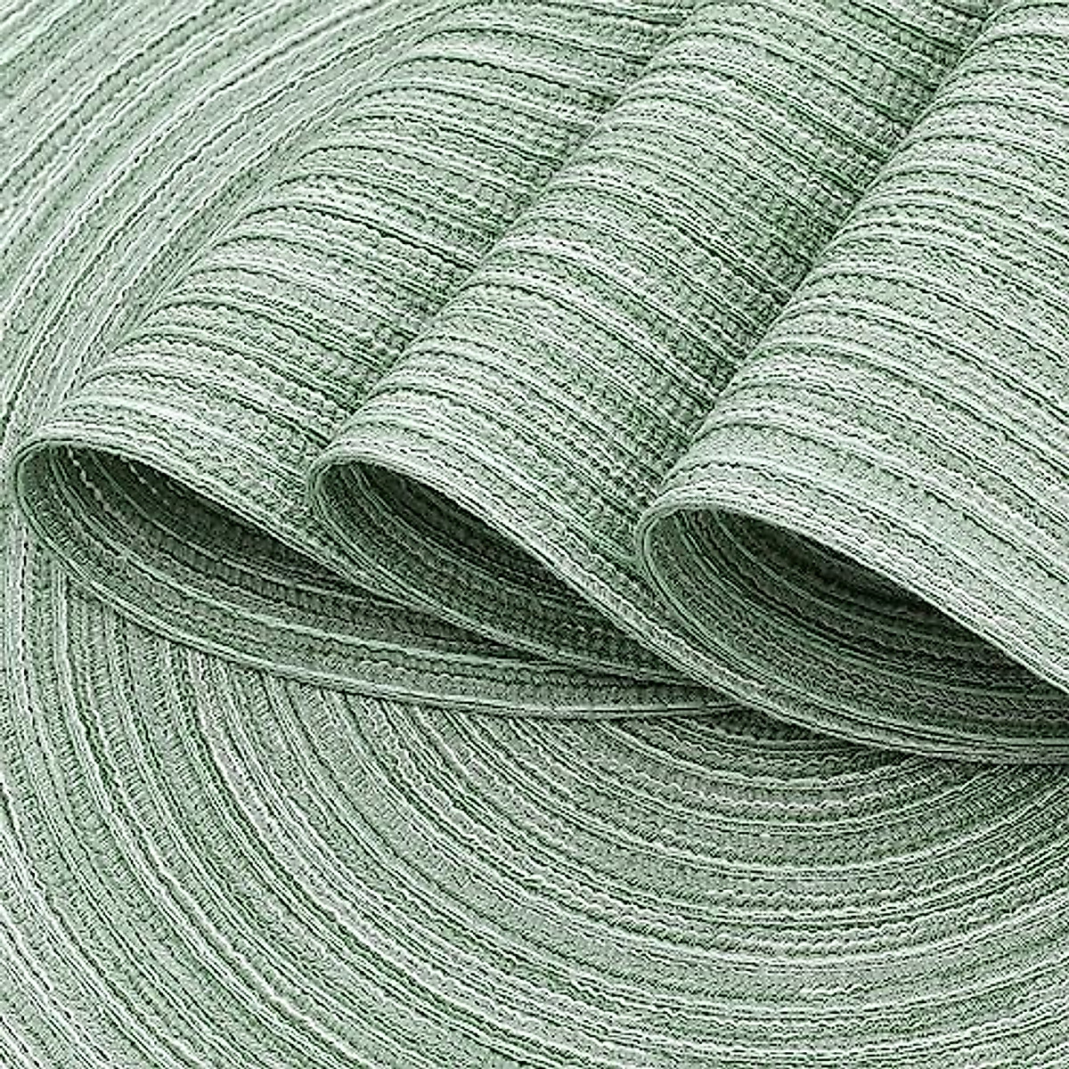 SHACOS Round Braided Placemats Set of 6 Two Tone Bicolor Woven Table Mats 15 inch Washable Dining Table Place Mats for Home Wedding Party, Sage Green White