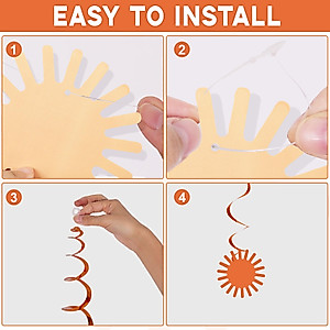 60Pcs Boho Sun Banners First Trip Around The Sun Birthday Decorations Muted Boho Sun Garland Kit Boho Sunshine Hanging Swirl for Indoor Outdoor 1st Birthday Baby Shower Favor Party Supplies Decor