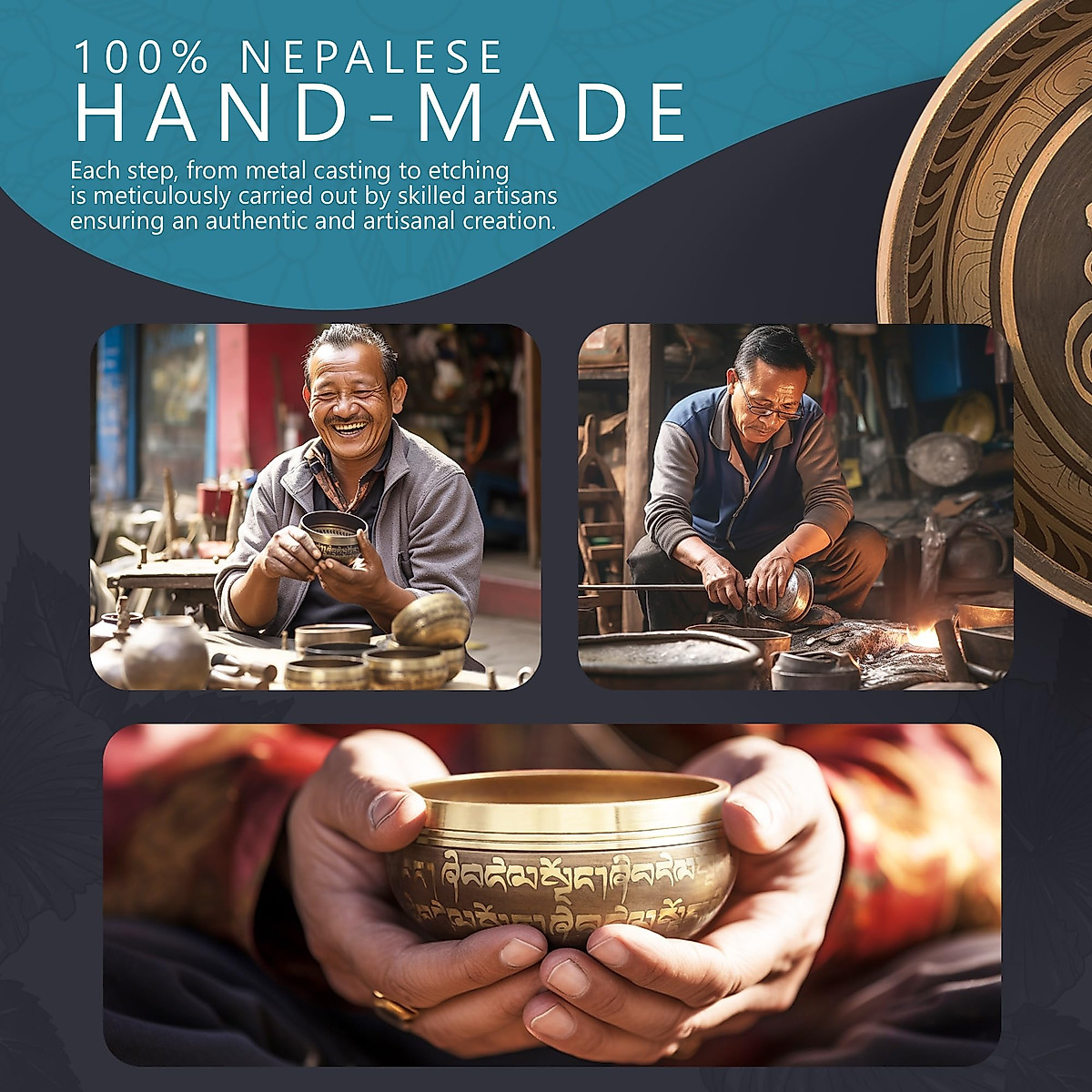 Tibetan Singing Bowl Set – Authentic Hand-Tuned Sound Bowl for Meditation – Complete Meditation Bowl Kit with Cushion, Mallet & Guide – Perfect Tibetan Bell for Yoga, Relaxation, & Sound Healing