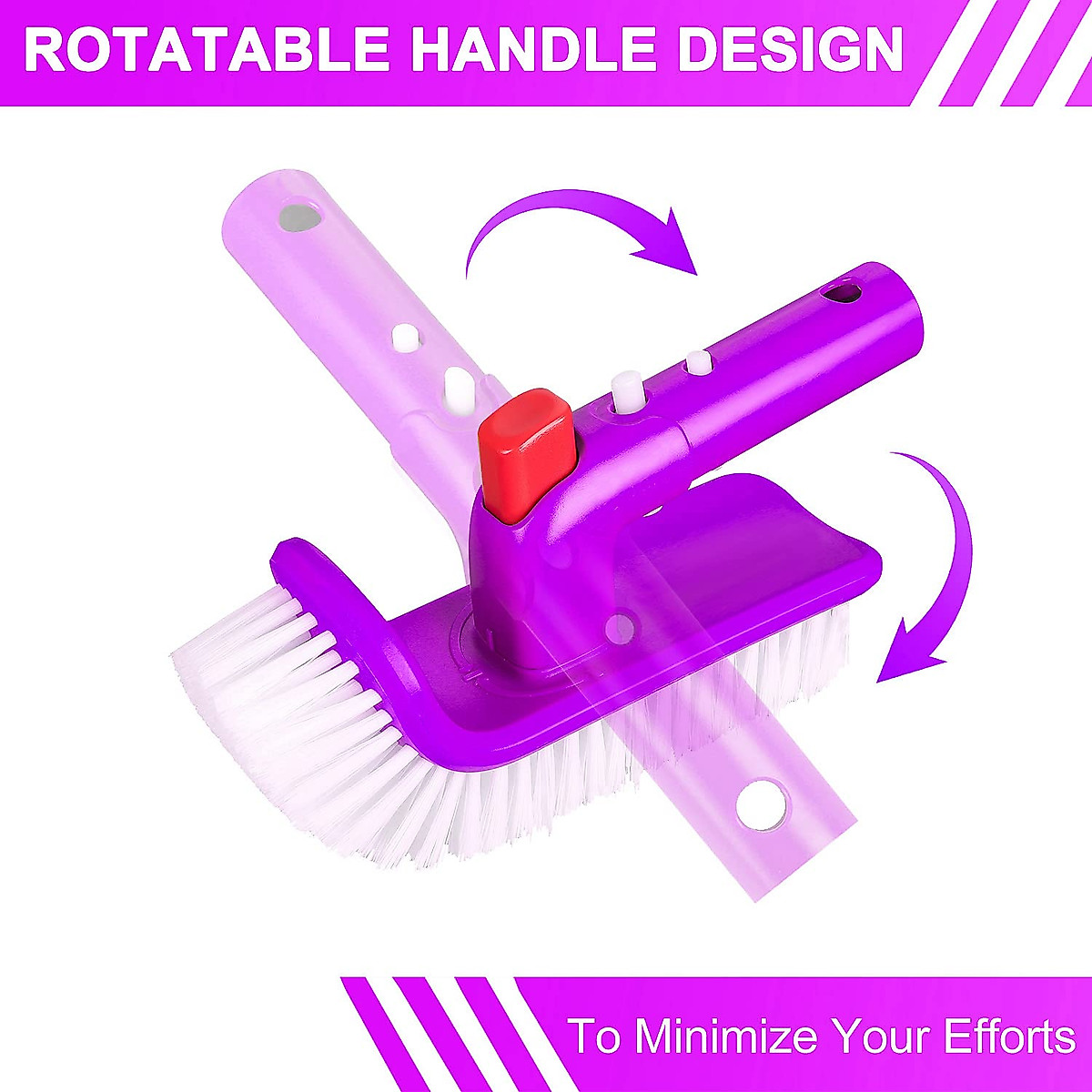 Professional Luxury Pool Step & Corner Brush,180 Degree Rotation Handle Scrub Brush,for Above Ground & Inground Swimming Pools, Spas & Hot Tubs, Fine Bristles (Pole not Included)
