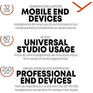 beyerdynamic DT 770 Pro Studio Headphones - Over-Ear, Closed-Back, Professional Design for Recording and Monitoring (80 Ohm, Grey)