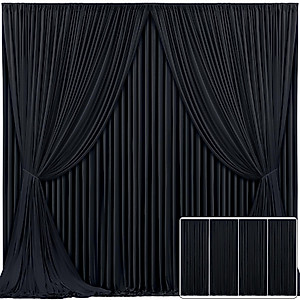 4 Panels Black Backdrop Curtain for Parties Wrinkle Free Black Photo Curtains Backdrop Drapes Fabric Decoration for Birthday Party Wedding 20ft(W) x 10ft(H)