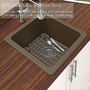 Zeesink Sink Protectors for Kitchen Sink,Sink Grid 14 15/16" X 13",Sink Bottom Grid,Stainless Steel Sink Protector,Sink Grate with Center Hole