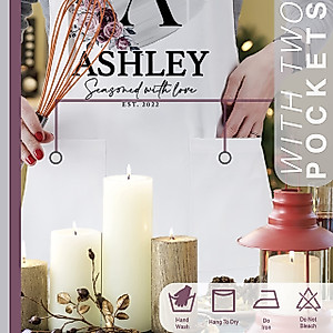 Kitchen Floral Apron Gift for Mother's Day - Personalized Mom Aprons Gifts w/Pockets w/Name for Mother Men for Grilling Cooking BBQ Baking Customized Funny Chef Apron for Mommy Custom Grandpa Gift C1