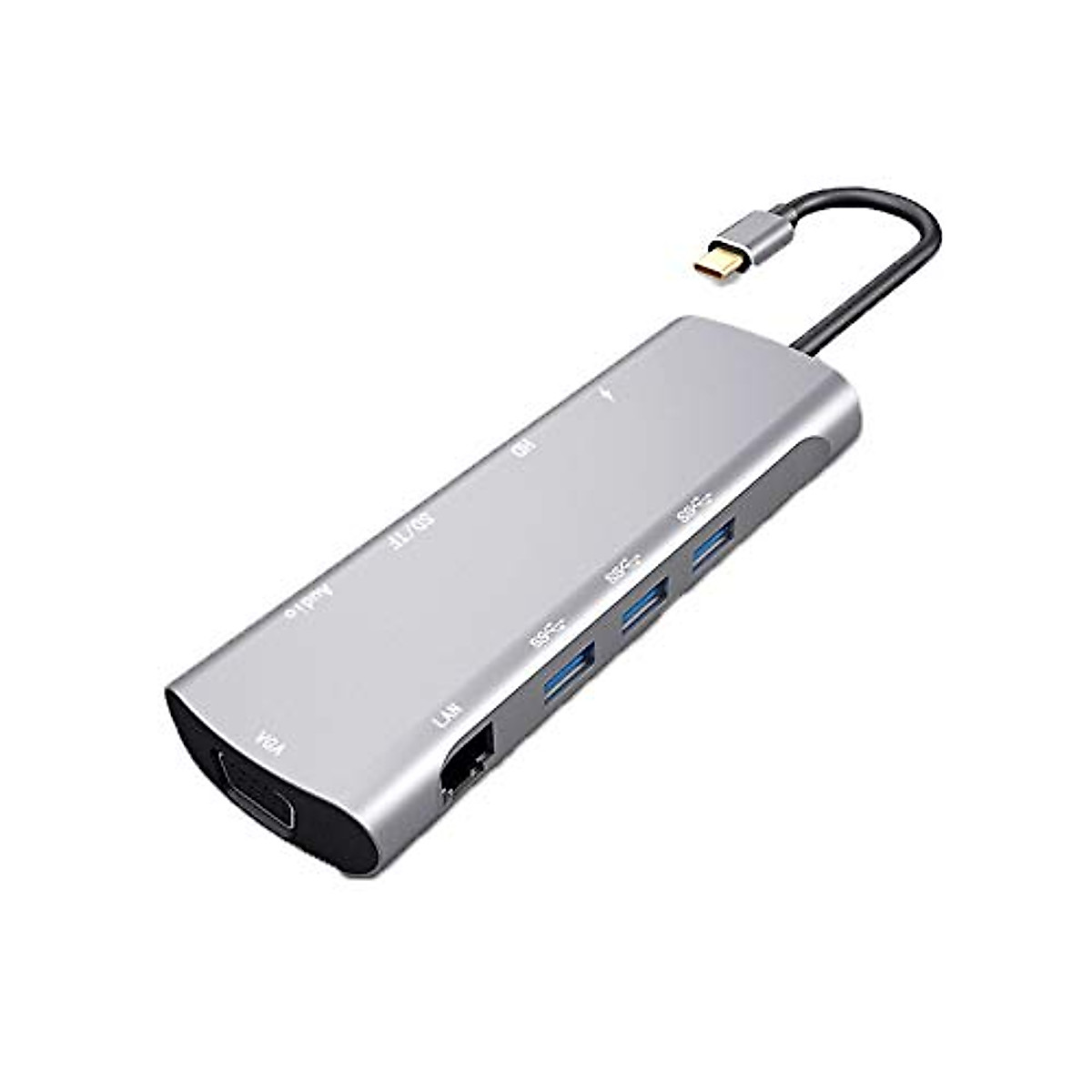 XUNMAIFHB Portable Docking Station,Multi-Function hub 10-in-1 Docking Station PD Charging HDMI, SD/TF Card Slot, 3.5mm Audio Port, VGA, Gigabit Ethernet Port, USB3.03 Fast Transmission