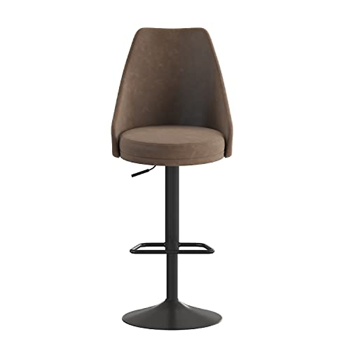 Flash Furniture Chrishelle Set of 2 Commercial Adjustable Height Bar Stools - Brown LeatherSoft Tufted Upholstery - Pedestal Base - Integrated Footring