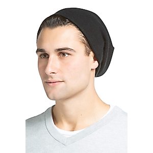 Fishers Finery Men's 100% Pure Cashmere Slouchy Beanie - Black