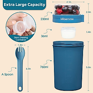 Yogurt Pot Parfait Cups With Lids and Spoons,Snack Cup Breakfast On The Go,Portable Cereal Container To Go,Travel Cereal Bowl and Milk Container,Overnight Oats Porridge Containers & Granola Holder