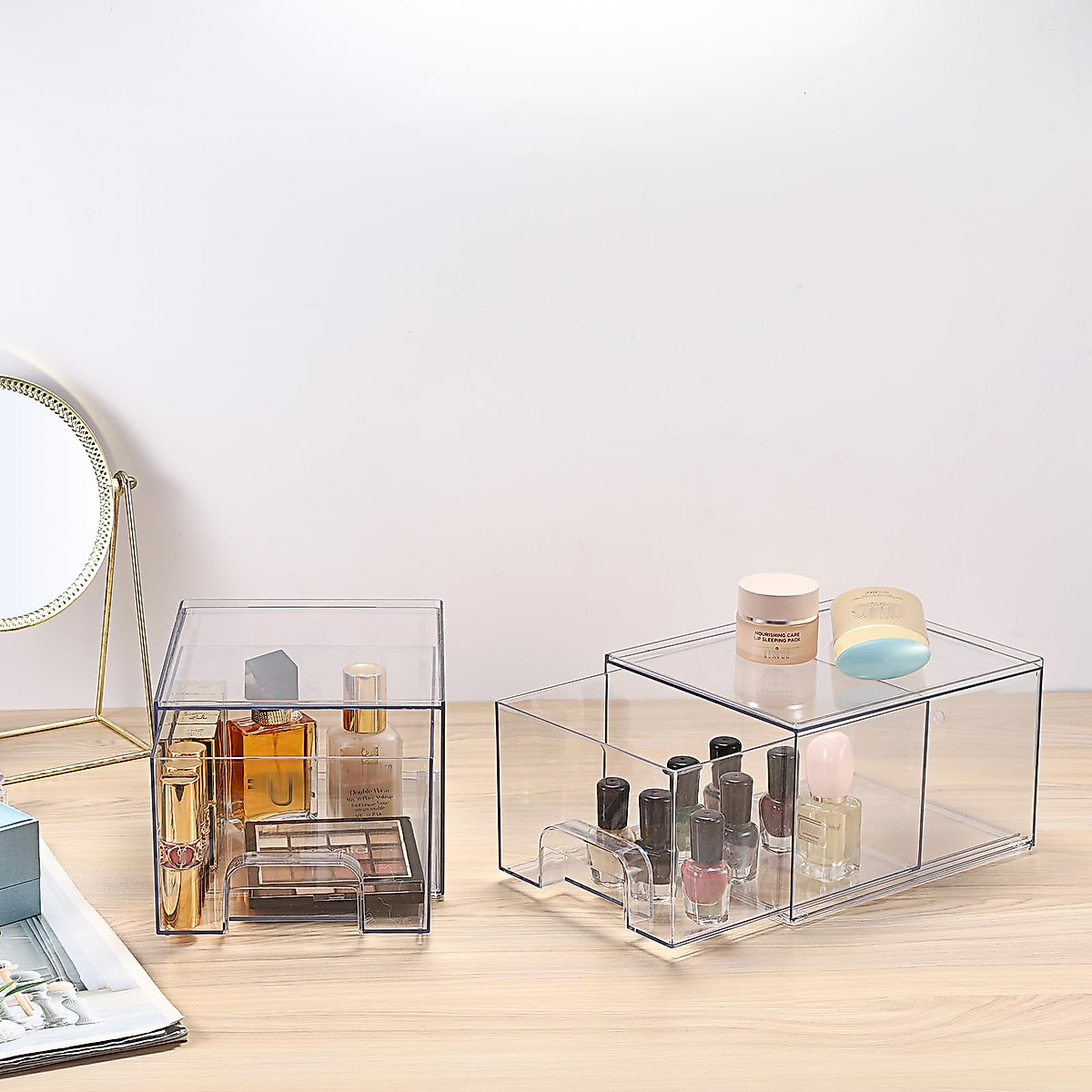 Sumnacon Laundry Pods Container Stackable Dishwasher Pods Container with Pull-out Handle Clear Laundry Pod Holder for Laundry Room Organization Storage Versatile Laundry Storage Containers for Vanity