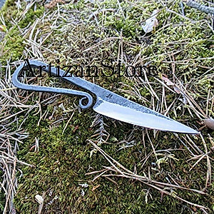 ARTIZANSTORE Antique Pirate Hand forged Blacksmiths Knife, Viking Knife, Medieval Celtic Knife, Steel Knife, Hardened Blade, Vintage- Art Collection, Made from Steel