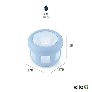 Ello Reusable Plastic Condiment Containers 4oz each with Screw-on Leak Proof Lid 6 Pack | Perfect for Salad Dressing Sauce Dips Lunchbox Picnic Travel Bento Box | BPA-Free | Dishwasher Safe | Sunny