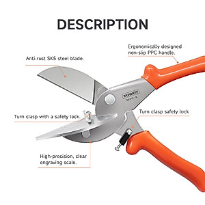 TOWOT Sharp Multi Angle Miter Shear Cutter, Adjustable at 45 To 135 Degree With Safety Lock Hand Tools for Cutting Plastic, PVC and Molding Trim