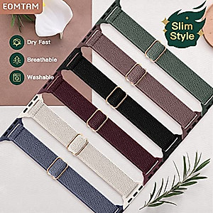 EOMTAM 6 Pack Slim Stretchy Compatible for Apple Watch Band 38mm 40mm 41mm 42mm 44mm 45mm Women,Lady Nylon Thin Elastics Wristbands Solo Loop Straps for iWatch Series 8 7 6 SE 5 4 3(38,C1)