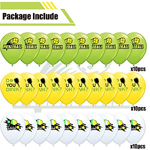 Pickleball Balloons Pack of 30 Pickleball Party Balloons for Pickleball Birthday Decorations Pickleball Party Decorations