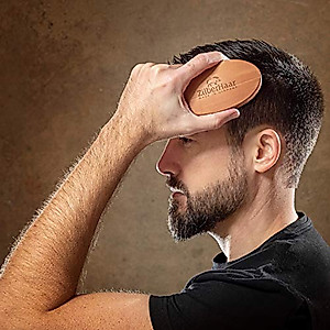 ZilberHaar – Men's Hair Brush Stiff – Slanted Bristles for Dual Strength Hair and Beard Brush – Natural Boar Bristles and Pearwood – Military Style Mens Boar Hair Brush