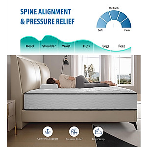 Cejato Full Size Mattress,10 Inch Hybrid Full Mattress in a Box with Memory Foam & Individual Pocket Spring for Pain Relief,Medium Firm White Full Mattresses,CertiPUR-US Certified.