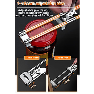 Adjustable Multifunctional Stainless Steel Can Opener，adjustable Stainless Steel Can Opener，fullofcarts Jar Opener for Weak Handsfor Any-size Lids (1pcs, 9in)