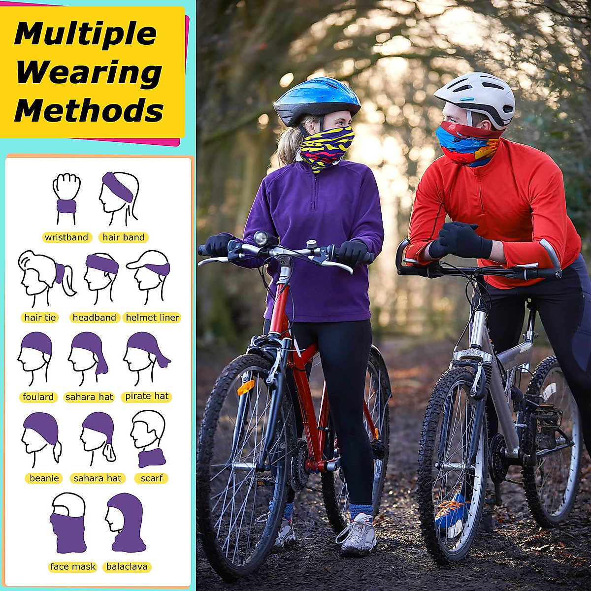 JaGely 50 Pieces Neck Gaiter Sports Neck Head Wrap Headband Scarf Face Bandana Hair Wrap Neck Tube Balaclava for Women Men, Multi Colors, about 50 cm/ 19.69 inches×25 cm/ 9.84 inches