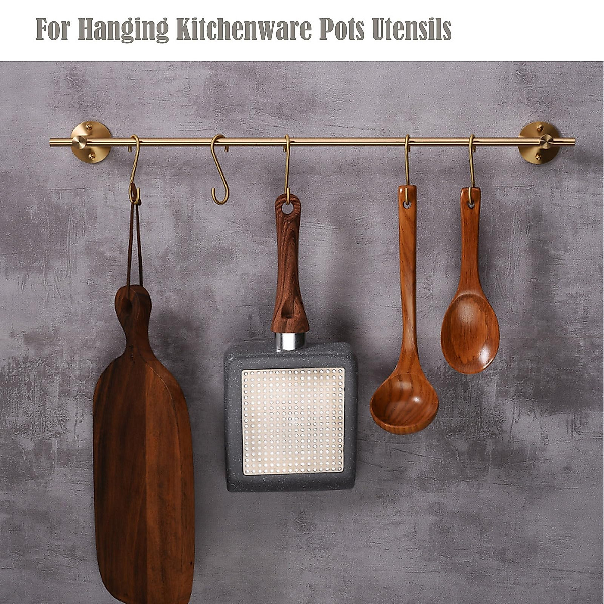 Solid Copper Brass S Hooks Pan Pot Holder Rack Hooks Hangers Round-End S Shaped Hooks for Hanging Coffee Mugs Kitchenware Pots Utensils Rail Jeans Pants Clothes Bags Closet Towels Plants Flower