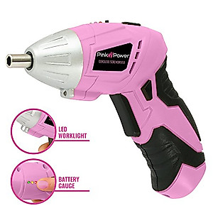 Pink Power Drill Set for Women - 18V Lightweight Pink Cordless Drill Driver & Electric Screwdriver Combo Kit with Tool Bag for Ladies Home Tool Kit - Wireless Pink Drill Set with Battery and Charger