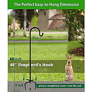 MAXZONE Outdoor Shepherd Hook with 5 Prong Base, Bird Feeder Pole Stand, Adjustable Heavy Duty Garden Hanging Stake for Solar Light Plant Hanger Wedding Decor, Matte Black (48in- 2Pack)