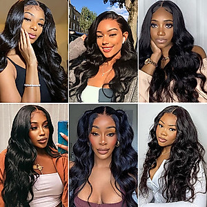 VRBest 13x4 Body Wave Lace Front Wigs Human Hair Wigs for Black Women, 150% Density, Natural Color Brazilian Virgin Hair Wig, 22 inch, Wavy, Glueless, Pre-Plucked with Baby Hair, Tangle Free