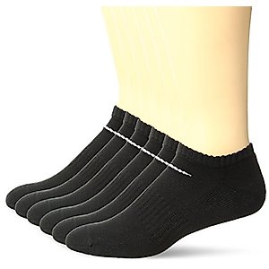 NIKE Unisex Performance Cushion No-Show Socks with Bag (6 Pairs), Black/White, Large