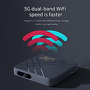 KRGEMS Smart TV Box,Media Player,Quad-core CPU,Dual-Band WiFi,4K HD, 3D Experience,H.265 HD decoding,with Remote Control,8G+128G