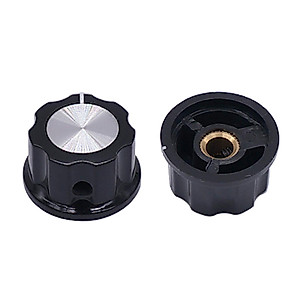 Taiss 10pcs Potentiometer Knobs 6 mm Dia. Shaft Silver Tone Top Rotary Knobs Black A02-6mm