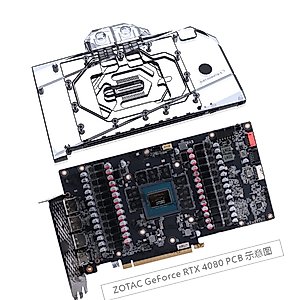 Copper GPU Water Cooling Block GPU Waterblock Graphics Card Water Cooling Block for Zotac GeForce RTX 4080 AMP Extrme AIRO Trinity (5V ARGB RBW Aura Effect LED Lights GPU Block with Backplate)