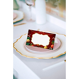 Place Cards for Christmas Party, Editable Name Place Cards, Seating Place Cards for Tables, Tent Style Cards for Wedding, Dinner Party or Any Occasion, Easy Folding, Pack of 25 Escort Cards(A11)