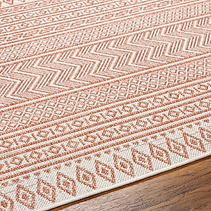 Hauteloom Howie Hallway, Kitchen Patio Outdoor Runner Rug - Beige, Orange, Brown - 2'7" x 12'