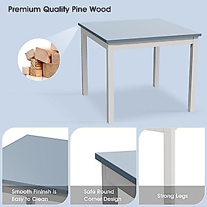 Alohappy Dining Table Set for 2, 3 Piece Kitchen Table and Chairs Set Pine Wood Dining Table with 2 Upholstered Chairs for Small Space, Apartment, Space-Saving & Easy Assembly (Blue)