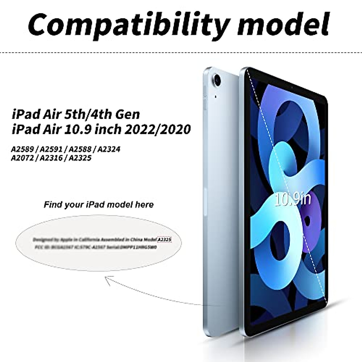 Aoub iPad Air 5th Generation 2022 / iPad Air 4th Generation 2020 10.9-inch Case with Pencil Holder, Slim Trifold Stand with Soft TPU Back Cover, Auto Sleep/Wake, Gray