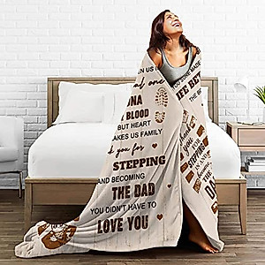 to My Bonus Dad Blanket, Stepdad Gifts from Daughter Son Soft Cozy Lightweight Throw Blanket 50"x60" Sofa Travel Couch for Fathers Day Birthday Christmas Thanksgiving Day
