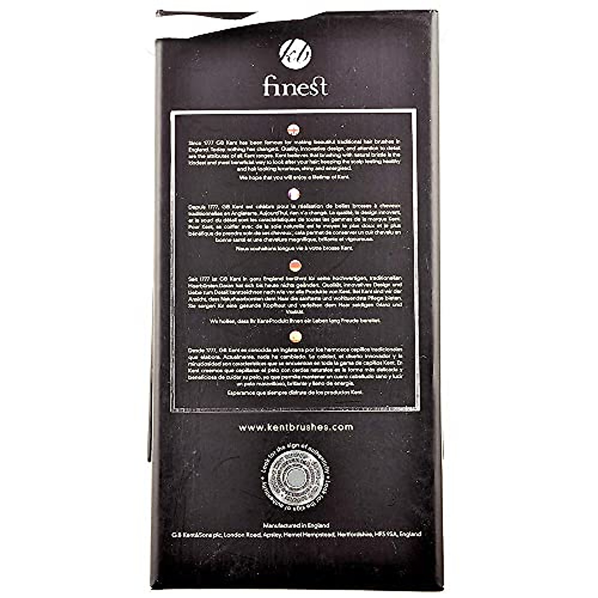 Kent MN11 Finest Men's Hair Brush and Facial Brush for Beard Care - 100% Natural Black Boar Bristle Brush for Mens Grooming, Scalp Brush, 360 Wave, and Beard Straightener For Men's Hair Care