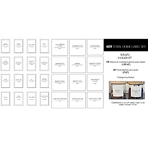 Minimalist 409-Piece Label Set: Elegant, Waterproof Stickers for organizing Global Spices, Pantry, Food Storage, Bathroom and Home Essentials Jars, Bins, and Containers