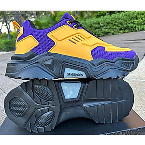 DAVESHOES Mens Wide Shoes for Walking Mamba 24 Luxury Sneakers with Latex Insoles Yellow and Black Platform Shoes Hiptop Running Sport Shoes Male