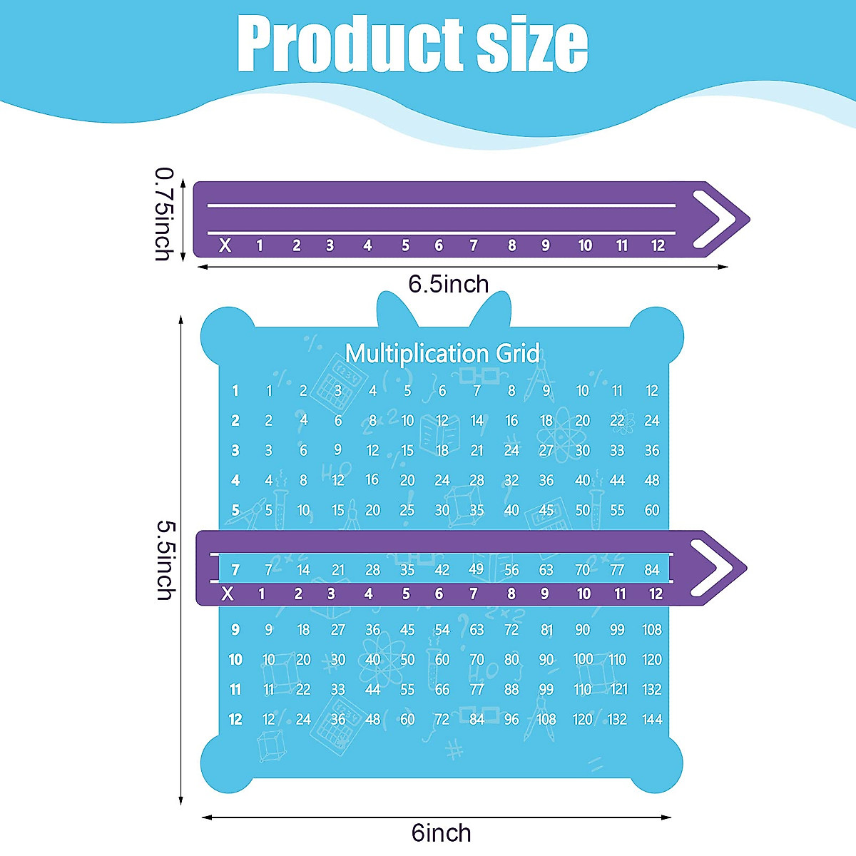 Outus 12 Pieces Multiplication Grid Slidable Education Multiplication Tables with Viewer Window for Classroom Teacher Supplies Elementary School Students and Homeschooling (Multicolor)
