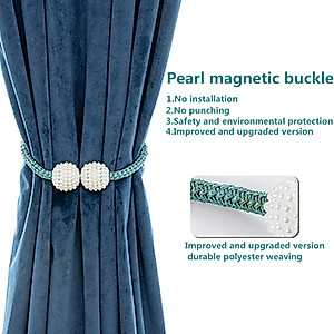 Magnetic Curtain Tiebacks Clips Curtain Buckles Holdbacks Binding Weaving Tie Band 2 Pieces for Home Office Decorative (Gold)