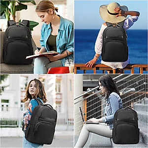 LOVEVOOK Laptop Backpack for Women, Anti-Theft Travel Backpacks Purse with Lock, Work Business Computer Bag with USB Port, Casual Hiking Daybag College School BookBag，15.6Inch Black