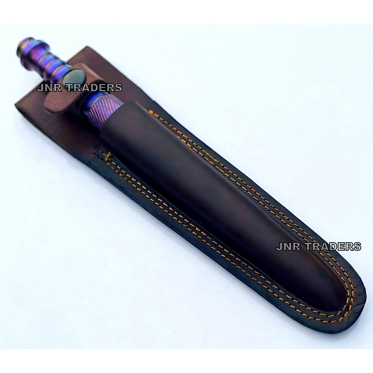 JNR Traders Damascus Tri Edge Dagger with Sheath 10 Inch Full Tang Fixed Blade knife 3744