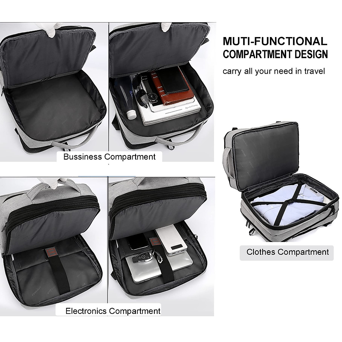 Extra Large Laptop Backpack, 40L Carry on Backpack Airline Approved Travel Backpacks Daypack Business College School Laptop Backpack with 6 Packing Cubes