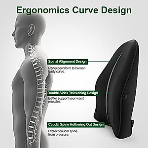 CNAMOY Lumbar Support Pillow Orthopedic Backrest - Memory Foam Back Cushion for Office Chair, Car Seat and Wheelchair to Relieve Back Pain Gifts for Fathers Day Dad Husband Men Birthday Mother