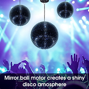3 RPM Mirror Ball Motor NuLink Heavy Duty Disco Ball Motor Rotator Supports 4 6 8 12 16” Balls for Indoor Night Club, DJ, Party Decor